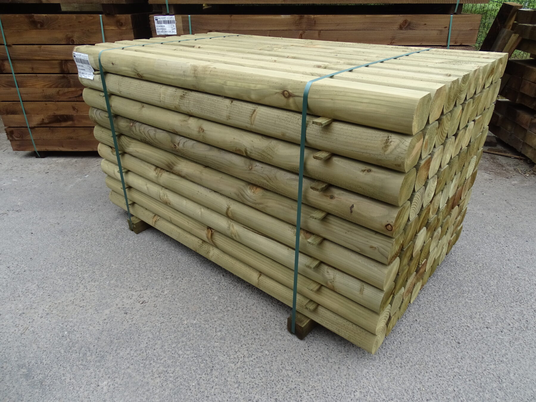 Green Tanalized Rounded Log Sleepers - Yorkshire Sleeper Sawmill